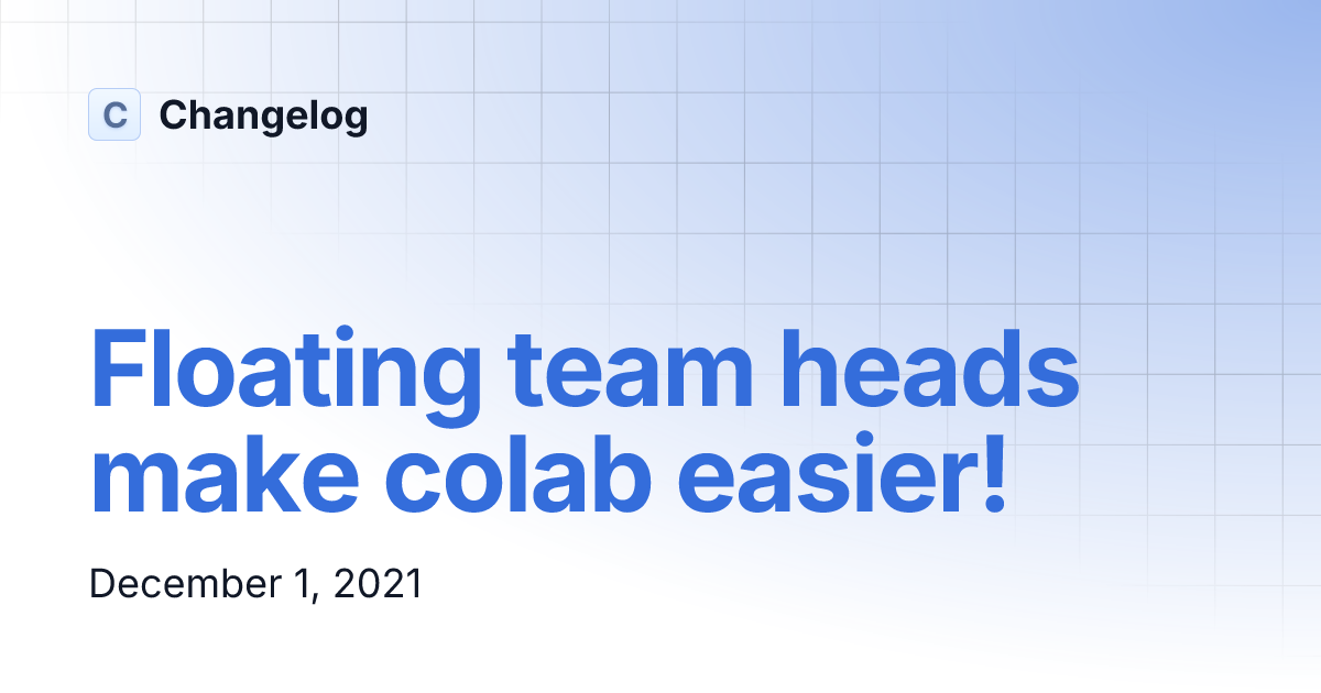 Floating team heads make colab easier! | Changelog